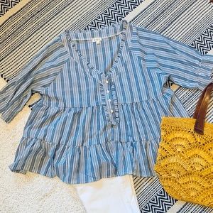 POL | Tops | Blue White Stripe Top | Poshmark